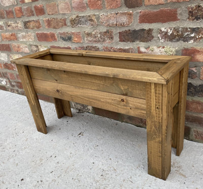 Raised Rectangular Planter Wooden Garden Flowers Vegetables Container ...