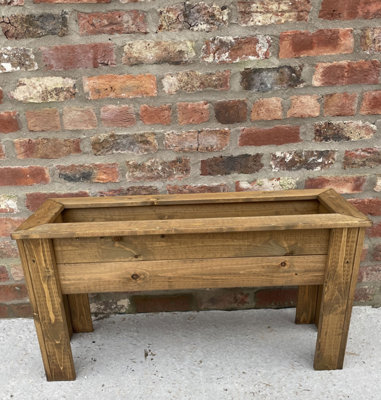 Raised Rectangular Planter Wooden Garden Flowers Vegetables Container ...