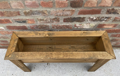 Raised Rectangular Planter Wooden Garden Flowers Vegetables Container ...