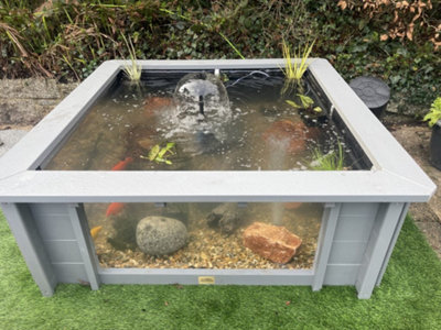 Raised square pond with large windows Lotus Clear View Garden Aquarium ...