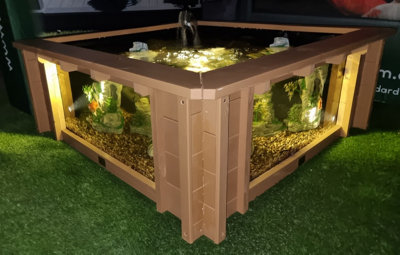 Raised square pond with large windows Lotus Clear View Garden Aquarium ...