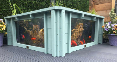 Raised square pond with large windows Lotus Clear View Garden Aquarium ...