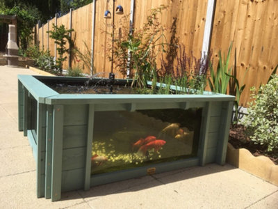 Raised square pond with large windows Lotus Clear View Garden Aquarium ...