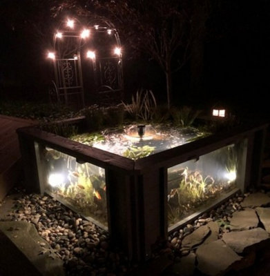 Raised square pond with large windows Lotus Clear View Garden Aquarium ...