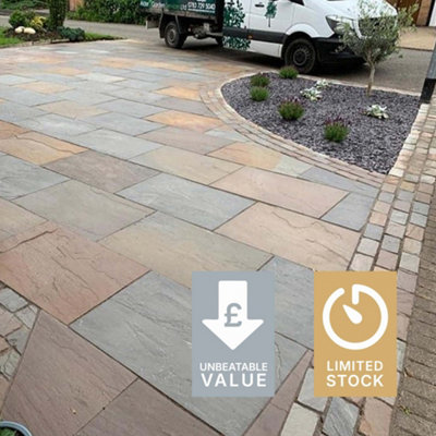 Raj Blend 18-25mm Indian Sandstone Paving Slabs 900x600 Pack of 34 (18 ...