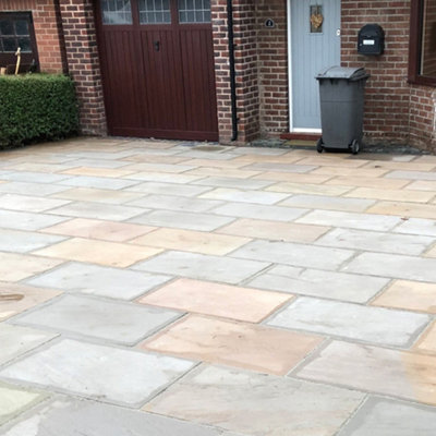 Raj Blend 18-25mm Indian Sandstone Paving Slabs 900x600 Pack of 34 (18 ...