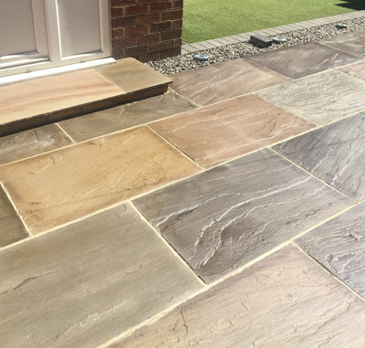 Raj Green Indian Sandstone Paving Slabs - Riven - 600x290 - 22mm