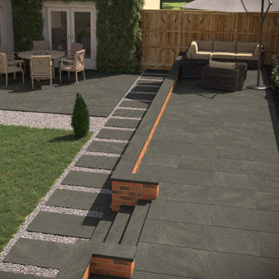 RAK 60x120 20mm Carmo Stone Outdoor Anthracite Grey Matt Unglazed Stone ...