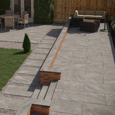 RAK 60x120 20mm Carmo Stone Outdoor Grey Matt Unglazed Stone Effect ...