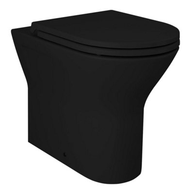 RAK Feeling Matt Black Rimless Back to Wall WC Toilet Pan with Matching ...