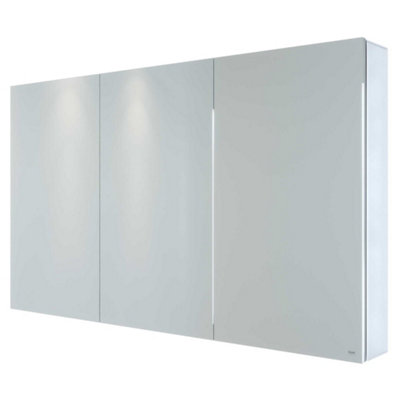 RAK Gemini 1200x700mm Silvery White Square Illuminated Mirror Cabinet ...