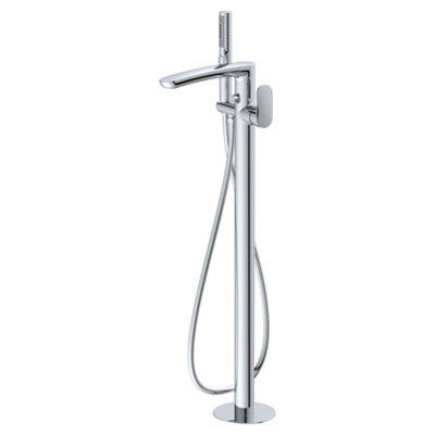 RAK Mercury Polished Chrome Modern Floor Standing Bath Shower Mixer Tap ...