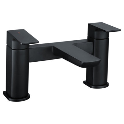 RAK Moon Matt Black Modern Bath Filler Mixer Tap - Solid Brass 2-Hole ...