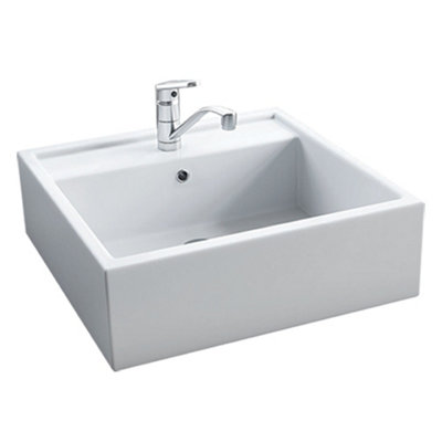 RAK Nova Modern Ceramic 1 Tap Hole Overflow Square Sit On Wash Basin ...