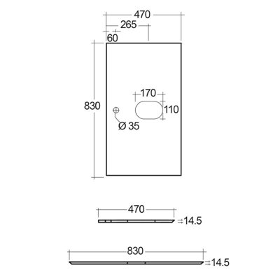RAK Precious Counter Top Slab Worktop No Tap Hole Bathroom 800mm Behind ...