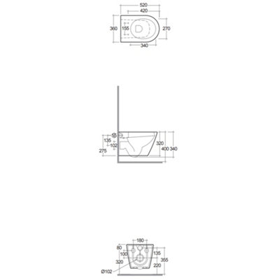 RAK Resort D-Shape Wall Hung Rimless Toilet & Soft Close Quick-Release ...