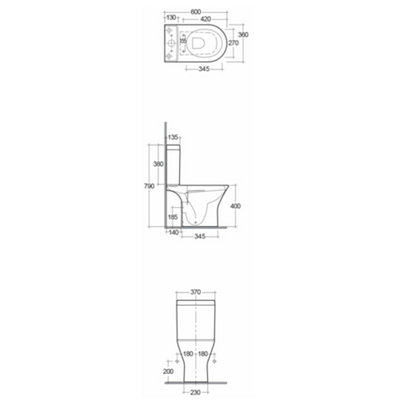 RAK Resort Mini D Shape Rimless Short Projection Close Coupled WC ...