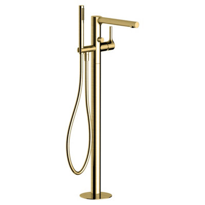 RAK Sorrento Brushed Gold Freestanding Bath Shower Mixer Tap with ...