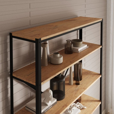 RALPH Industrial Style Bookcase Black with Concrete