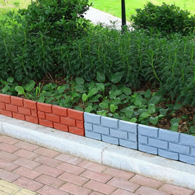 Ram 8 X Grey Brick Effect Garden Lawn Edging Grey Lawn Border Stone ...