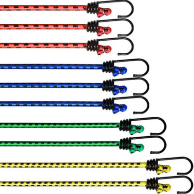 Ram pack of 10 Bungee Cords With Hooks | DIY at B&Q