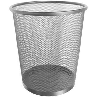 Ram Silver 20L Circular Mesh Bin Office Home Garbage Can Bin | DIY at B&Q