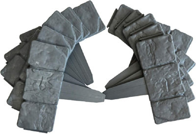Ram20 x Pack Dark Grey Cobbled Stone Effect Garden Lawn Edging Plant Border