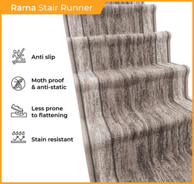 Rama Stair Runner - Hardwearing, Non-Slip & Durable Carpet for Stairs ...