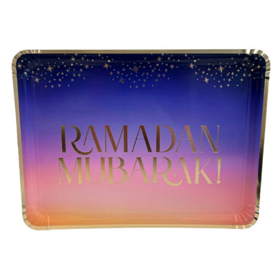 RAMADAN MUBARAK SERVING TRAYS (3 PACK) - PURPLE & GOLD