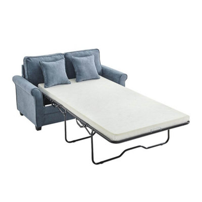 Ramy Sofa Bed Corduroy 2 Seater Fold Out Mattress - Blue