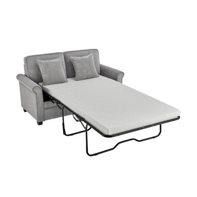 Ramy Sofa Bed Corduroy 2 Seater Fold Out Mattress - Grey