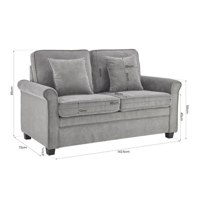 Ramy Sofa Bed Corduroy 2 Seater Fold Out Mattress - Grey