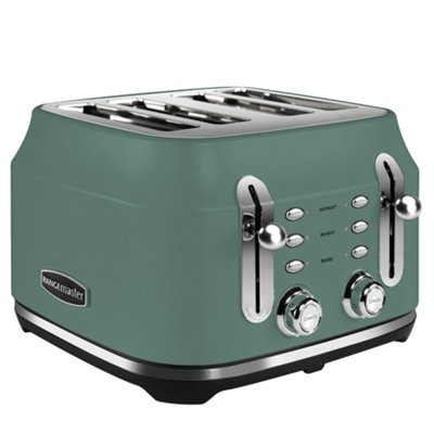 Rangemaster 4 Slice Toaster Mineral Green, Defrost, Cancel, Reheat ...