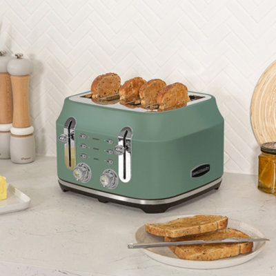 Rangemaster 4 Slice Toaster Mineral Green, Defrost, Cancel, Reheat ...