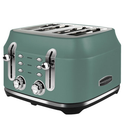 Rangemaster 4 Slice Toaster Mineral Green, Defrost, Cancel, Reheat ...