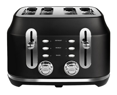 Rangemaster RMCL4S201BK, Classic 4 Slice Toaster - Matt Black