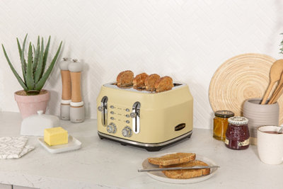 Rangemaster RMCL4S201CM, Classic 4 Slice Toaster - Matt Cream