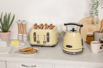 Rangemaster RMCL4S201CM, Classic 4 Slice Toaster - Matt Cream