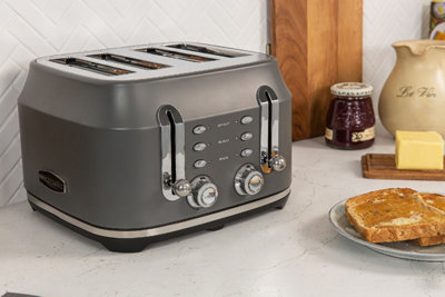 Rangemaster RMCL4S201GY Classic 4 Slice Toaster - Matt Slate Grey