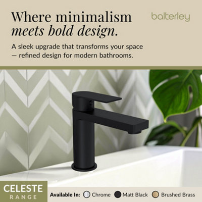 Ranton Contemporary Square Mono Basin Mixer Tap & Push Button Waste ...