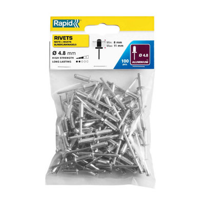 Rapid Aluminium Rivets 4.8 x 14mm For Metal Sheet Work Automotive ...