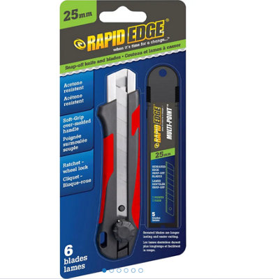 Rapid Edge 25mm Serrated Snap Blade Utility Cutter
