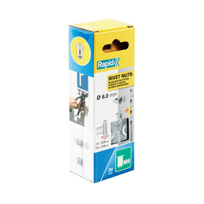 Rapid M6 Rivet Nuts For DIY Material Fastening 20 Pieces & Drill Box