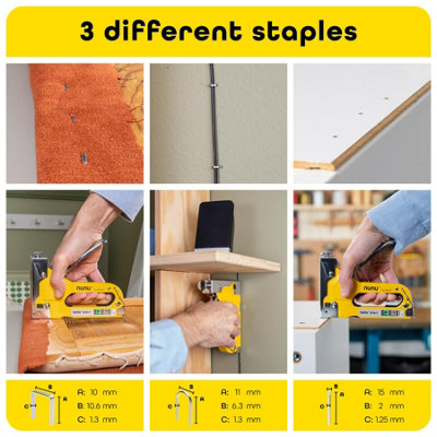 Rapid NUNU Staple Gun 3-in-1 Heavy Duty Stapling Walls Wood DIY ...