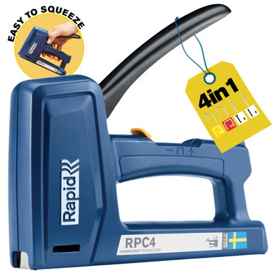 Rapid RPC4 Heavy Duty Staple Gun For Wood 4-In-1 Wall Stapler ...