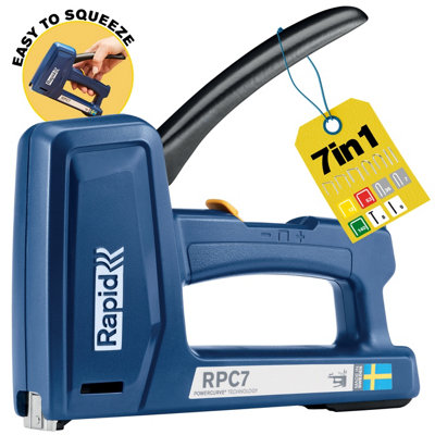 Rapid RPC7 Heavy Duty Staple Gun For Wood 7-in-1 Wall Stapler Versatile ...