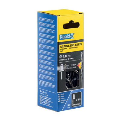 Rapid - Stainless Steel Rivets 4.8 x 25mm Blister of 50 | DIY at B&Q