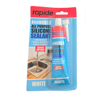 Rapide White Flexible All Purpose Silicone Sealant Quick Drying Squeeze ...