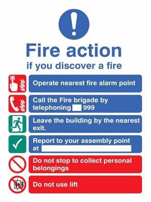 RARAION - "Fire Action Manual Call" Self Adhesive Sign - 150mm x 200mm