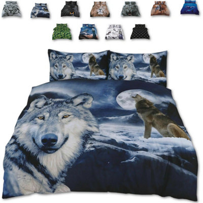 Rare Wild Alpha Wolf Bed Set- 3D Animal Printed SINGLE Beddings Duvet ...